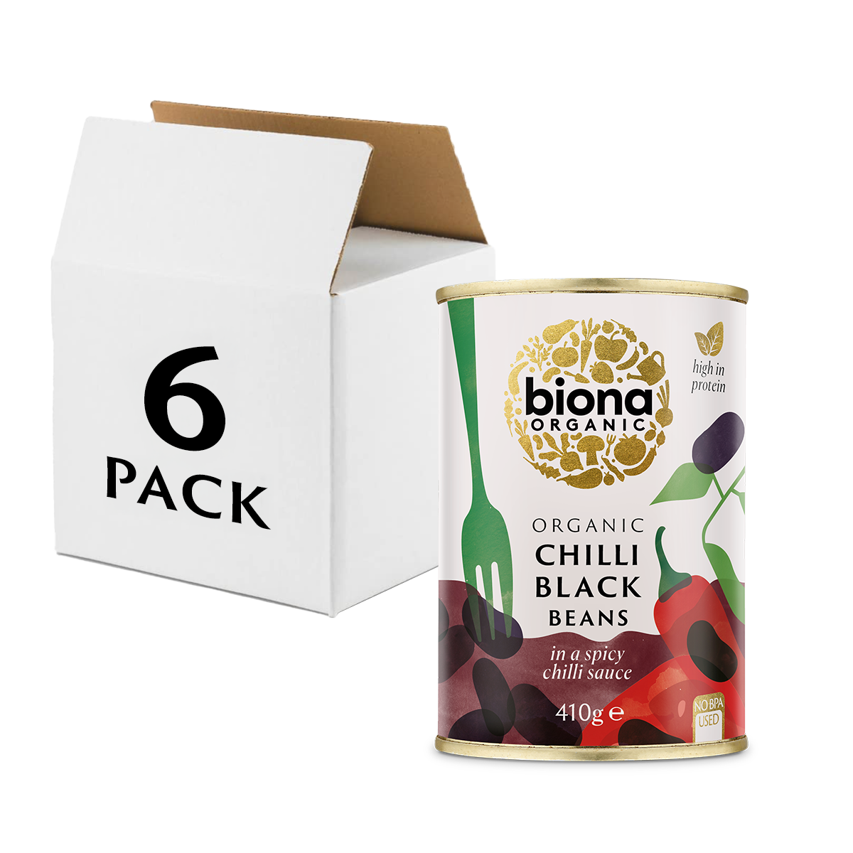 CHILLI BLACK BEANS 410G - 6-PACK – Biona