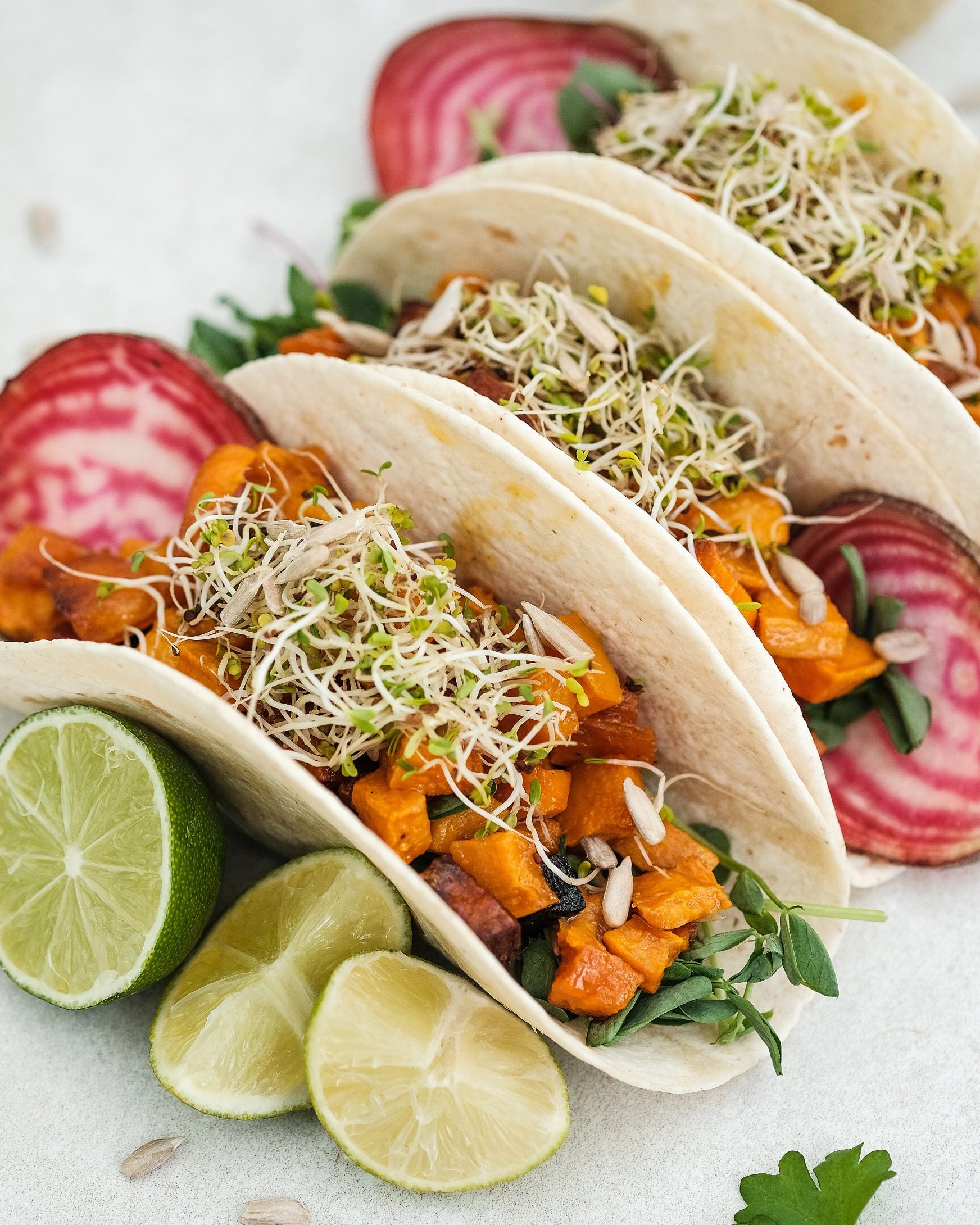 Miso-Maple Sweet Potato Tacos with Coconut-Coriander Sauce – Biona