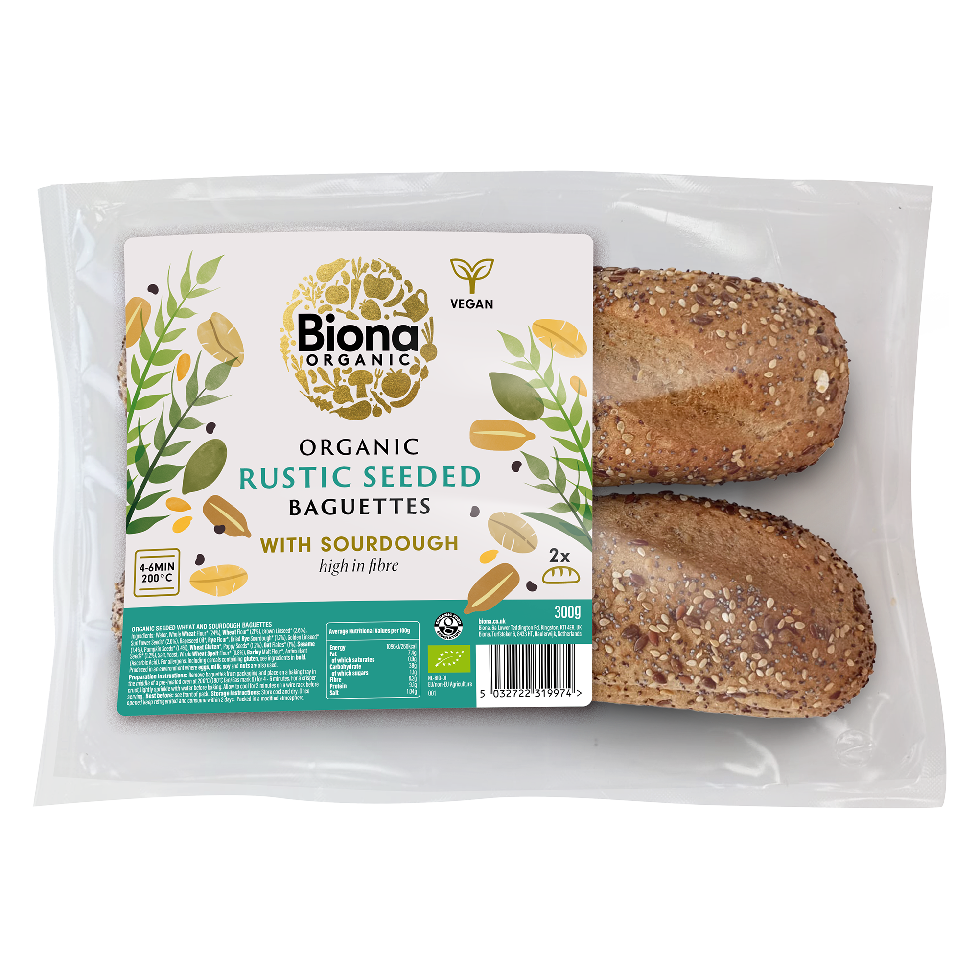 RUSTIC SEEDED BAGUETTE 300G – Biona