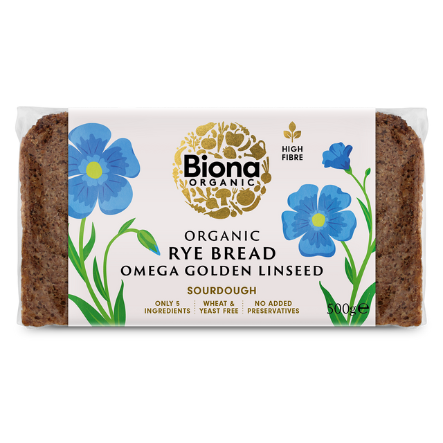 Organic Rye Bread Omega Golden Linseed 500g | Biona Organic